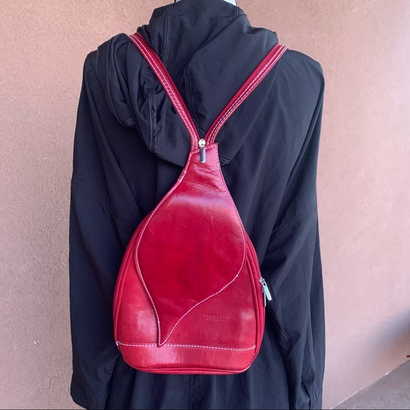 Vera Pelle | Bags | Vera Pelle Red Leather Backpack | Poshmark